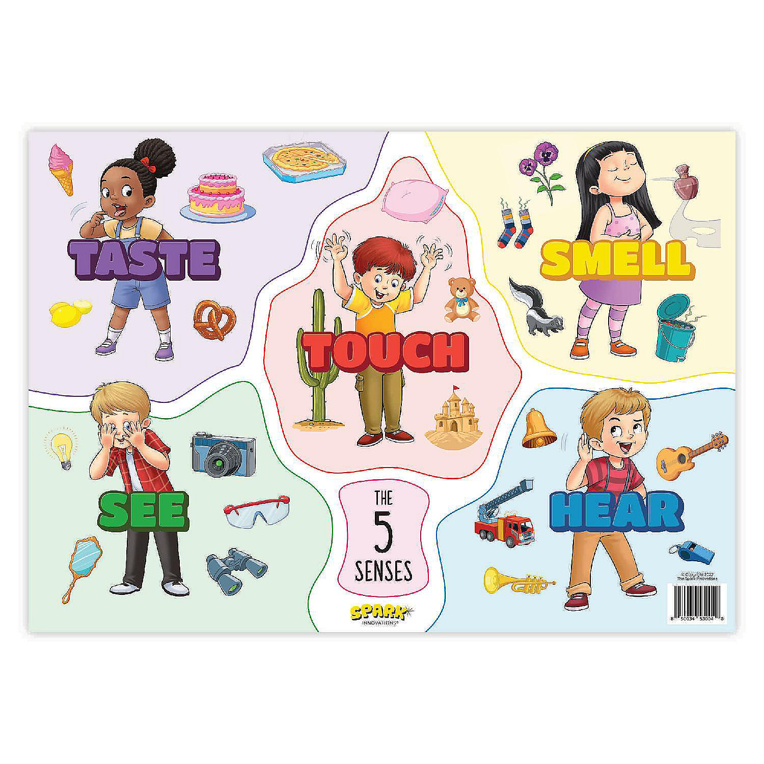 Spark Five Senses Poster Laminated 17 x 24 Preschool Educational ...