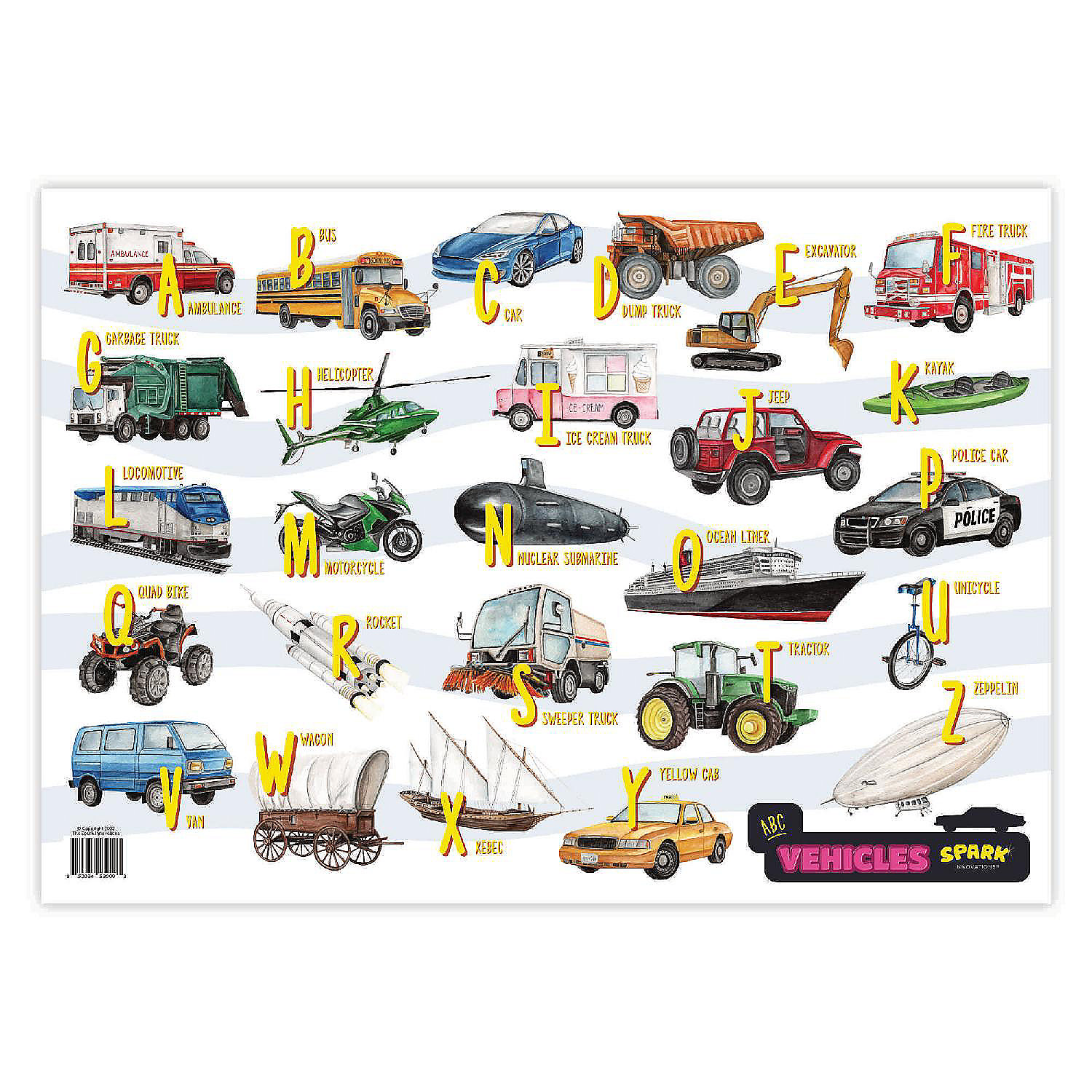 Spark Vehicle Wall Poster Learn ABC Wall Decor 18 x 24 | Oriental Trading