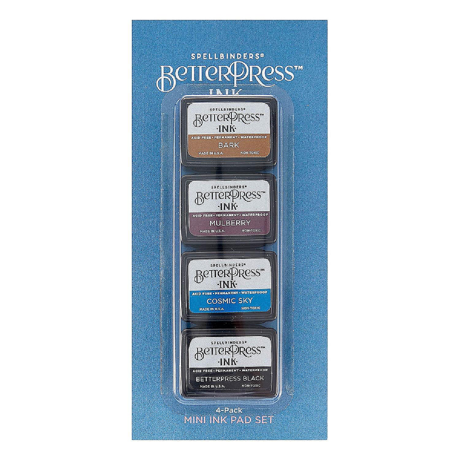 Spellbinders BetterPress Letterpress Mini Ink Pad Set 4/Pkg-Regal Tones