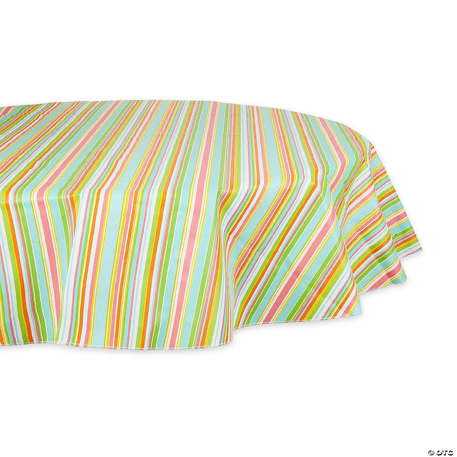 Spring Stripe Vinyl Tablecloth 70 Round