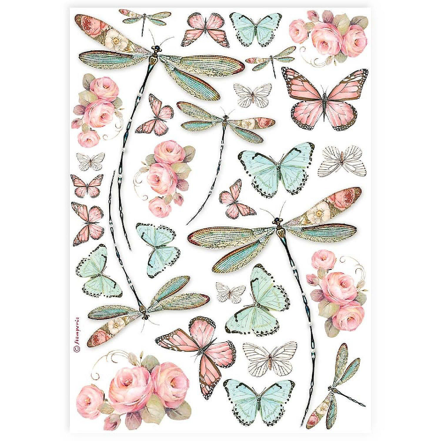 Stamperia Rice Paper Sheet A4-Dragonfly | Oriental Trading