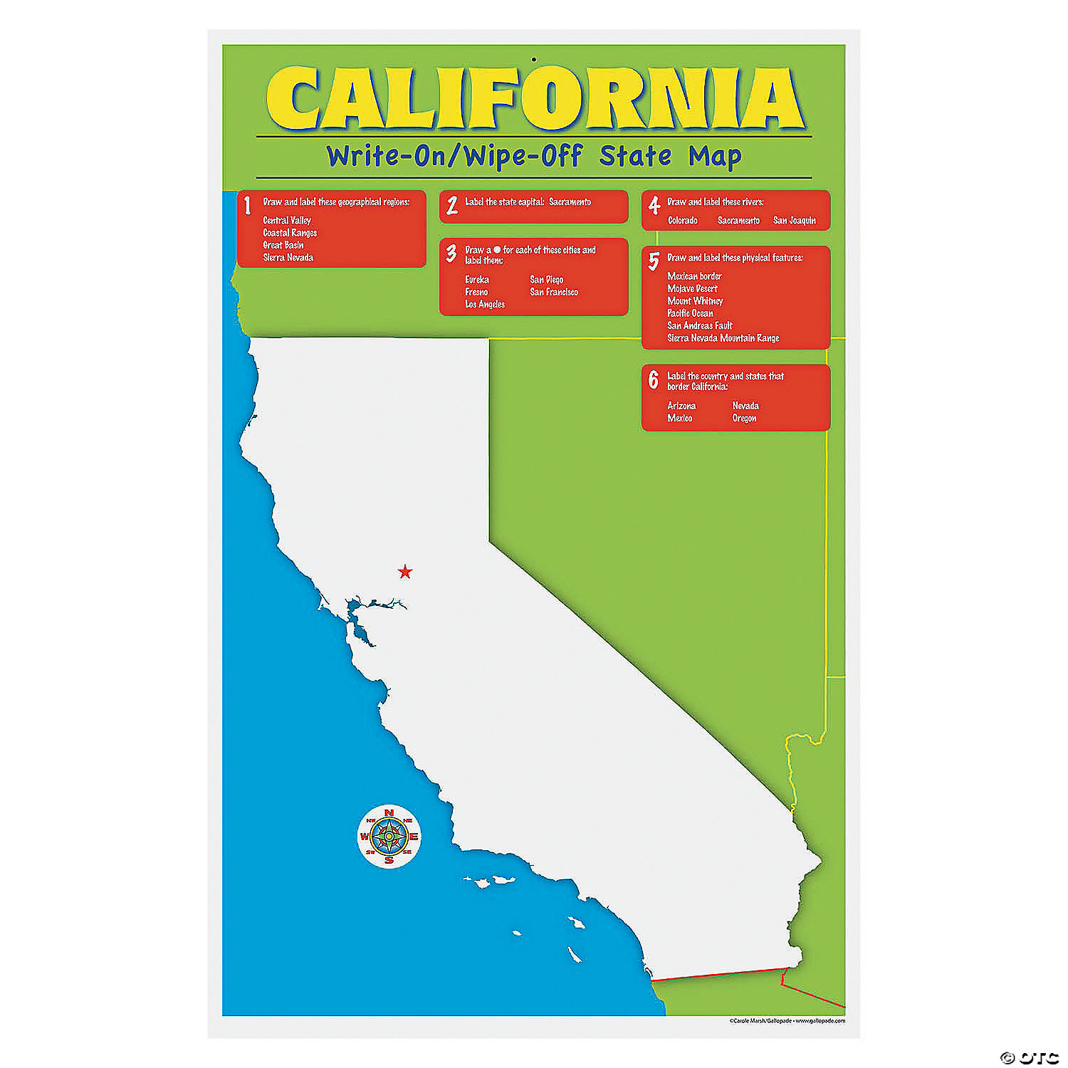 State Write-On Desk Mat - California | Oriental Trading