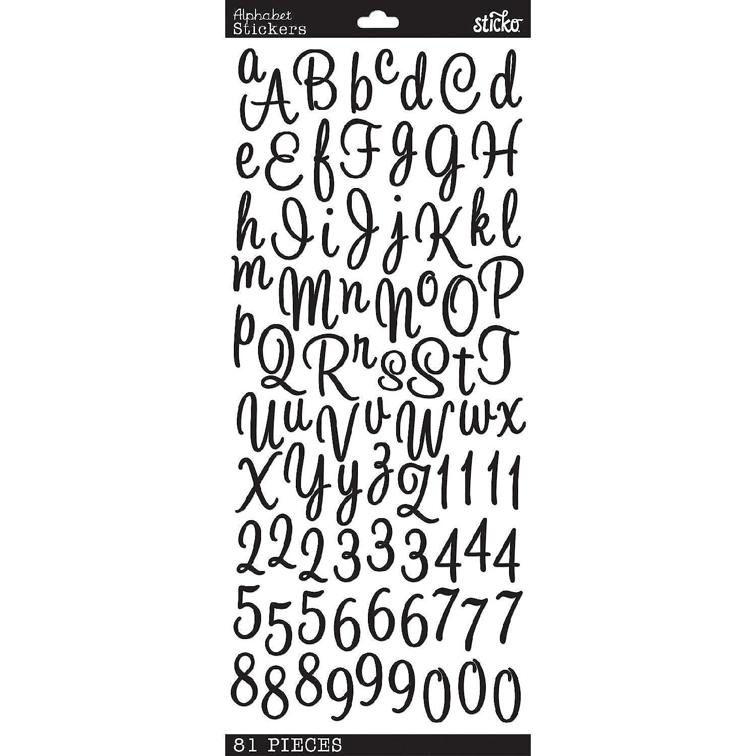 Sticko Alphabet Stickers-Sweetheart Script Black | Oriental Trading