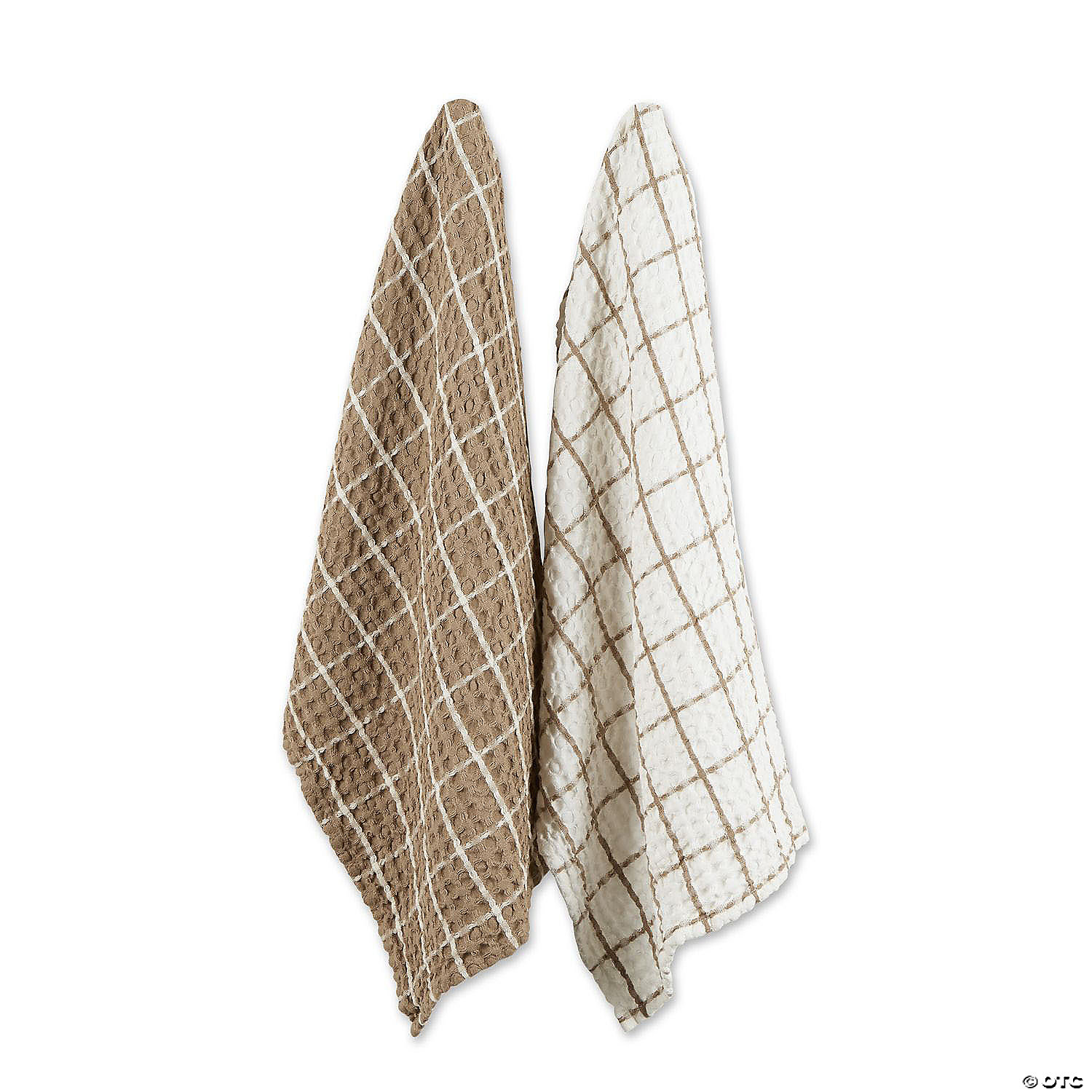 Stone Windowpane Oversized Washed Waffle Dishtowel, 2 Piece