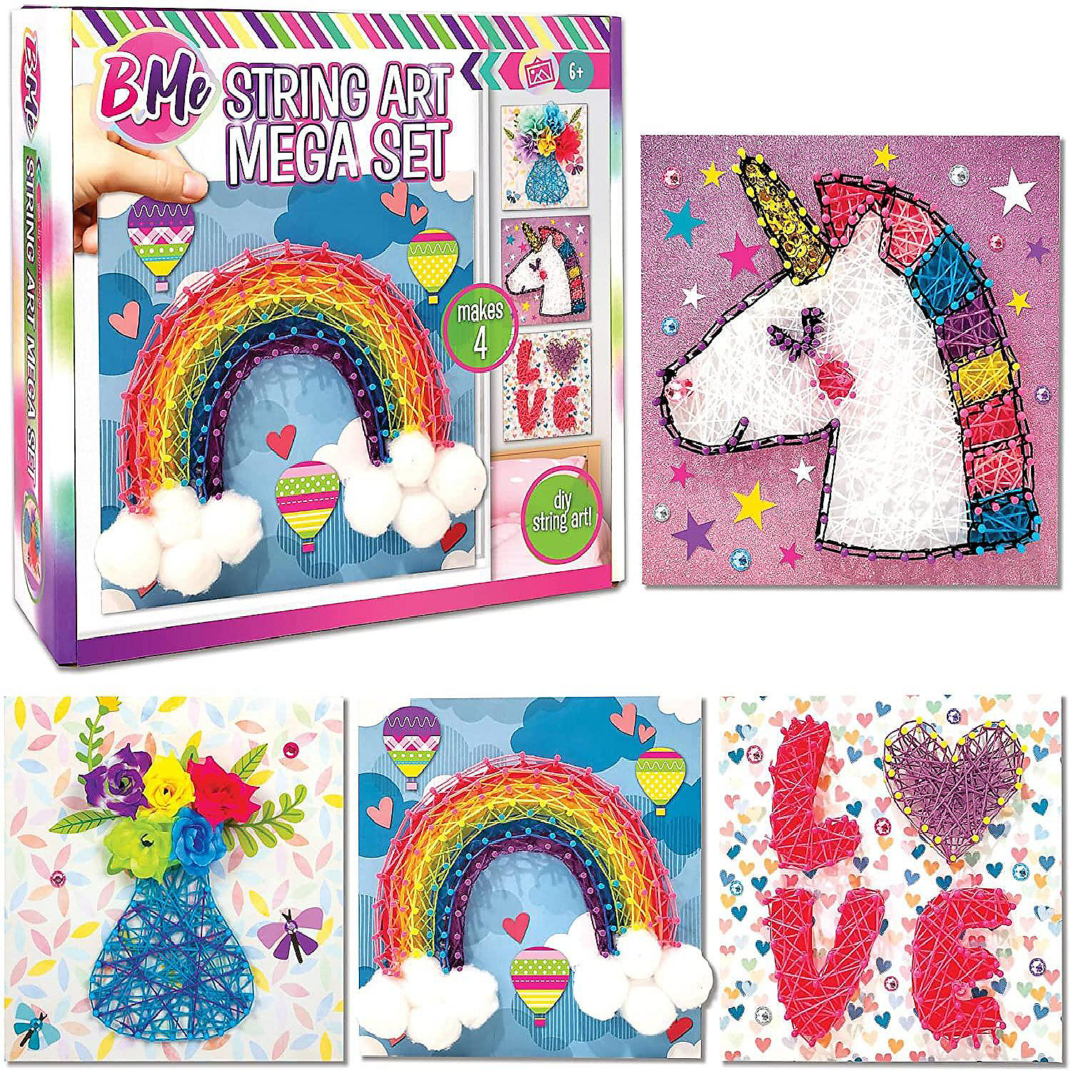 String Art Craft Mega Activity Set for Kids - Make 4 Large String Art ...