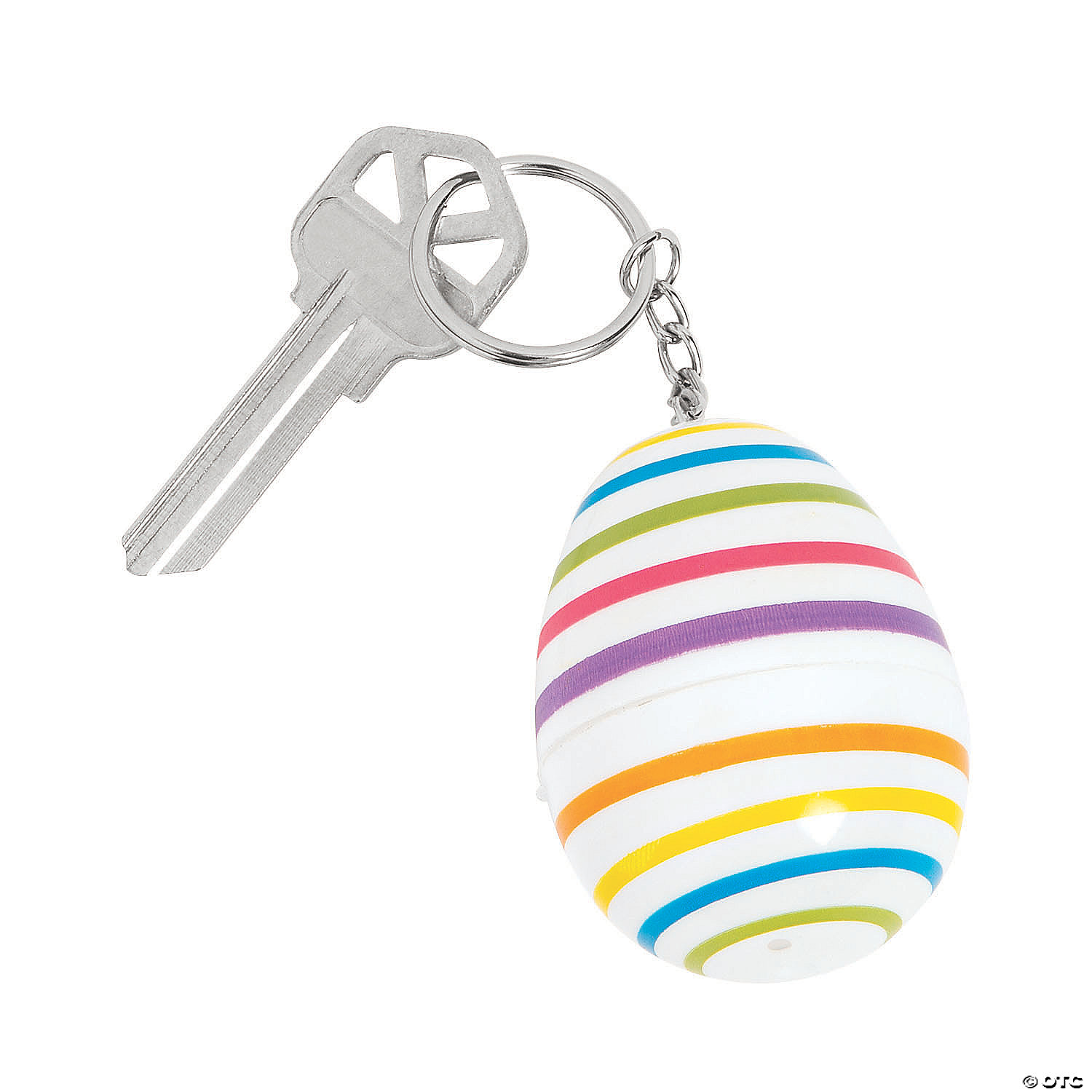 Striped Plastic Easter Egg Keychains - 12 Pc. - Discontinued