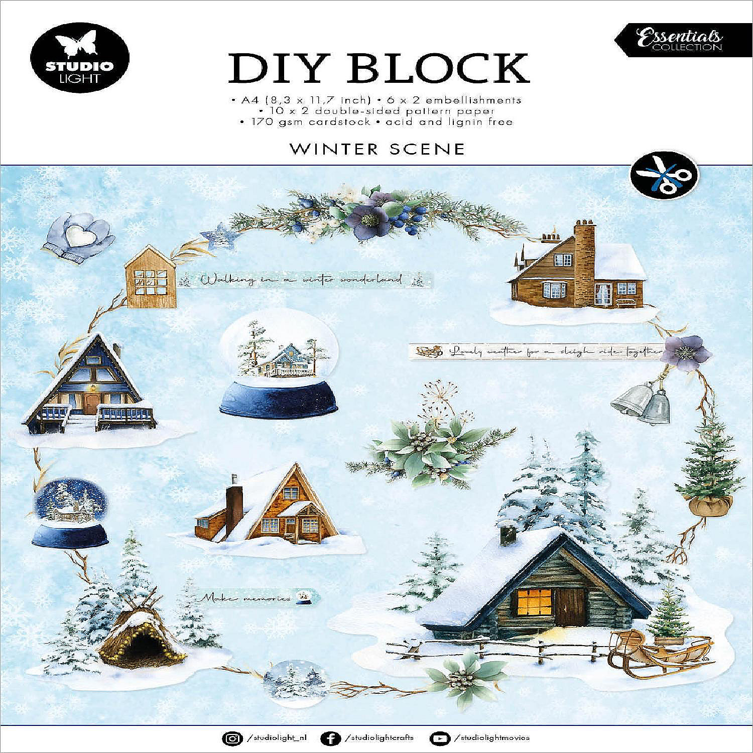 Studio Light Essentials DIY Block Paper 32/Pkg-Nr. 60, Winter Scene ...