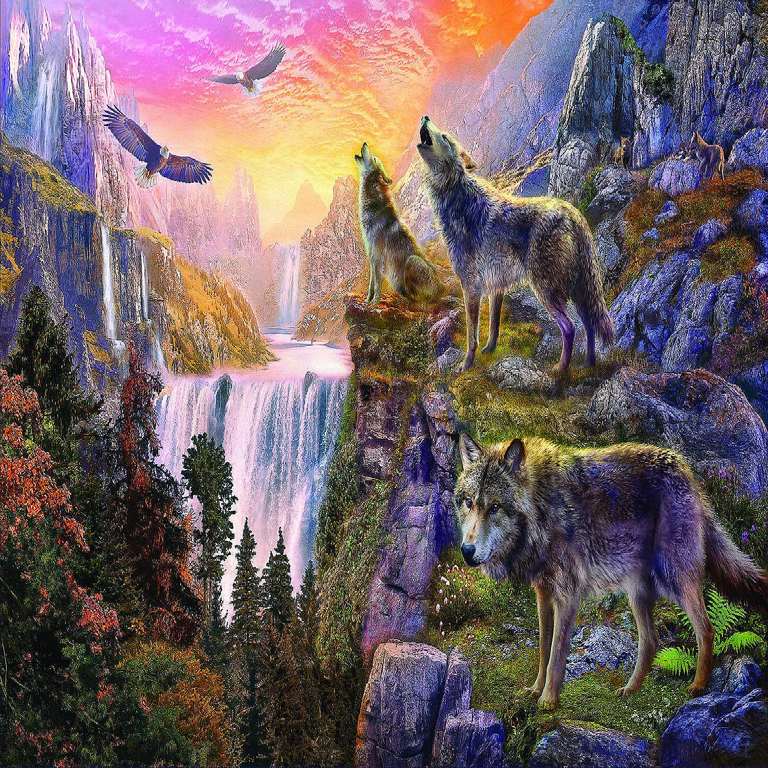 Sunsout Wolf Sun/Wolf Moon 1000 pc Jigsaw Puzzle | Oriental Trading