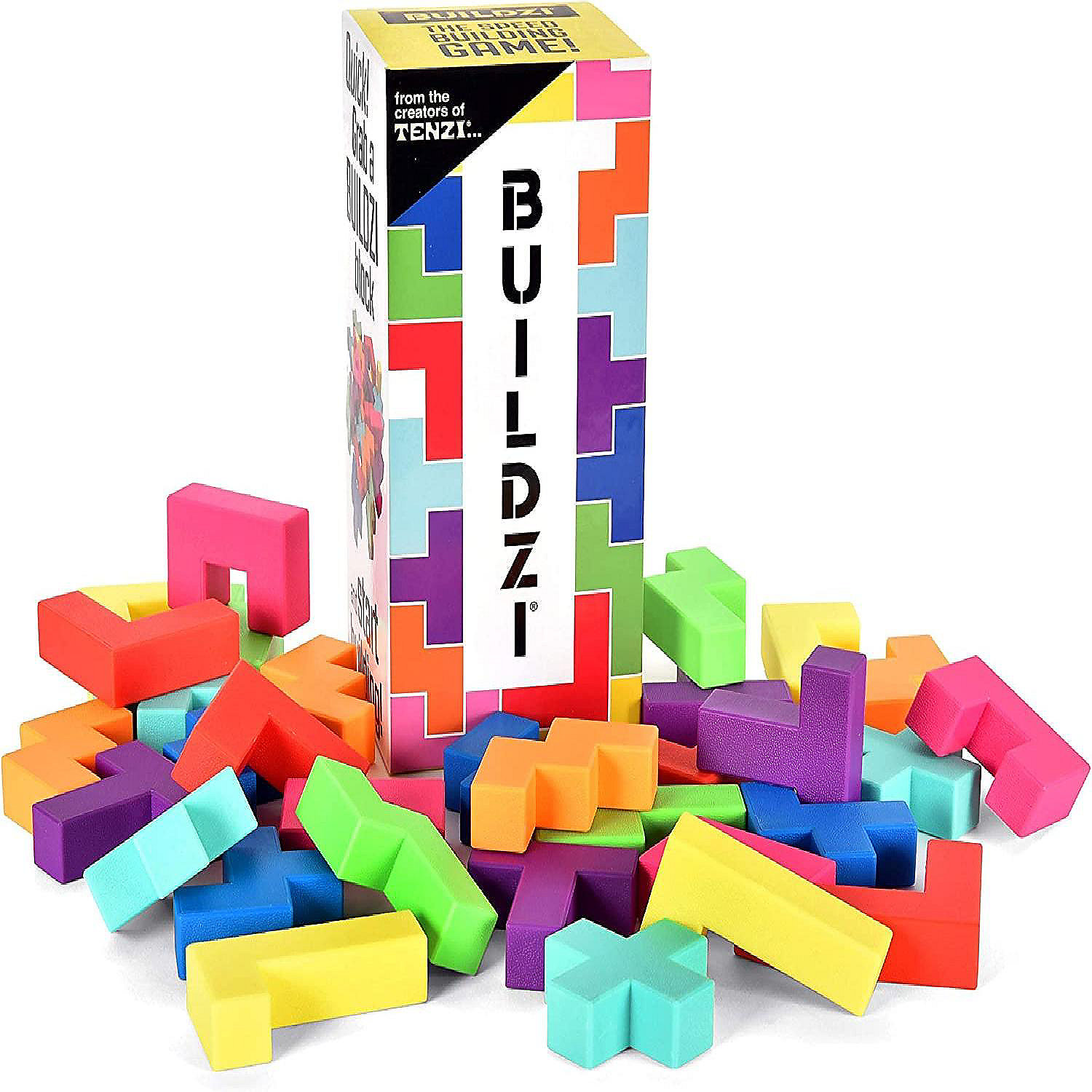 TENZI BUILDZI The Fast Stacking Building Block Game for The Whole Family - 2 to 4 Players Ages 6 ...
