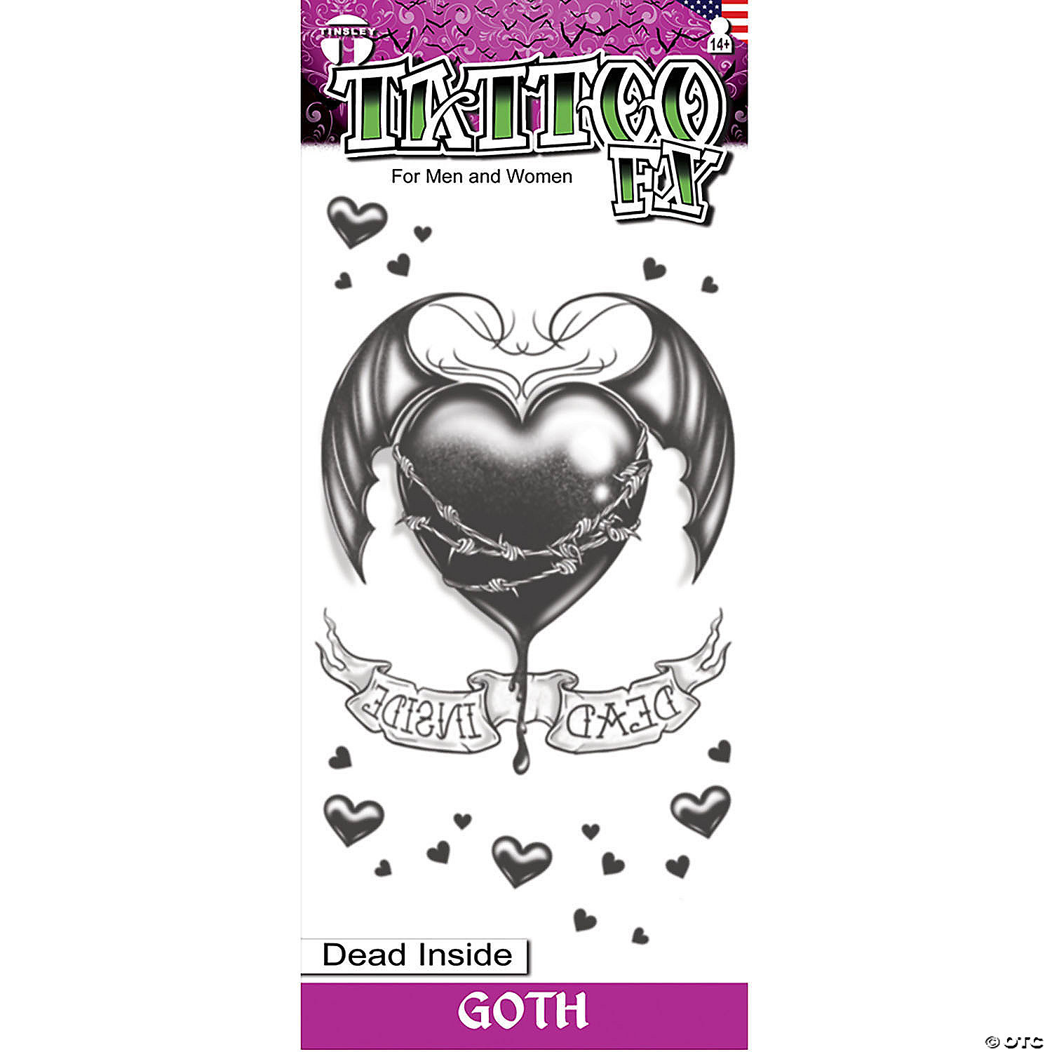 Tinsley Transfers Goth Dead Inside Temporary Tattoo | Oriental Trading