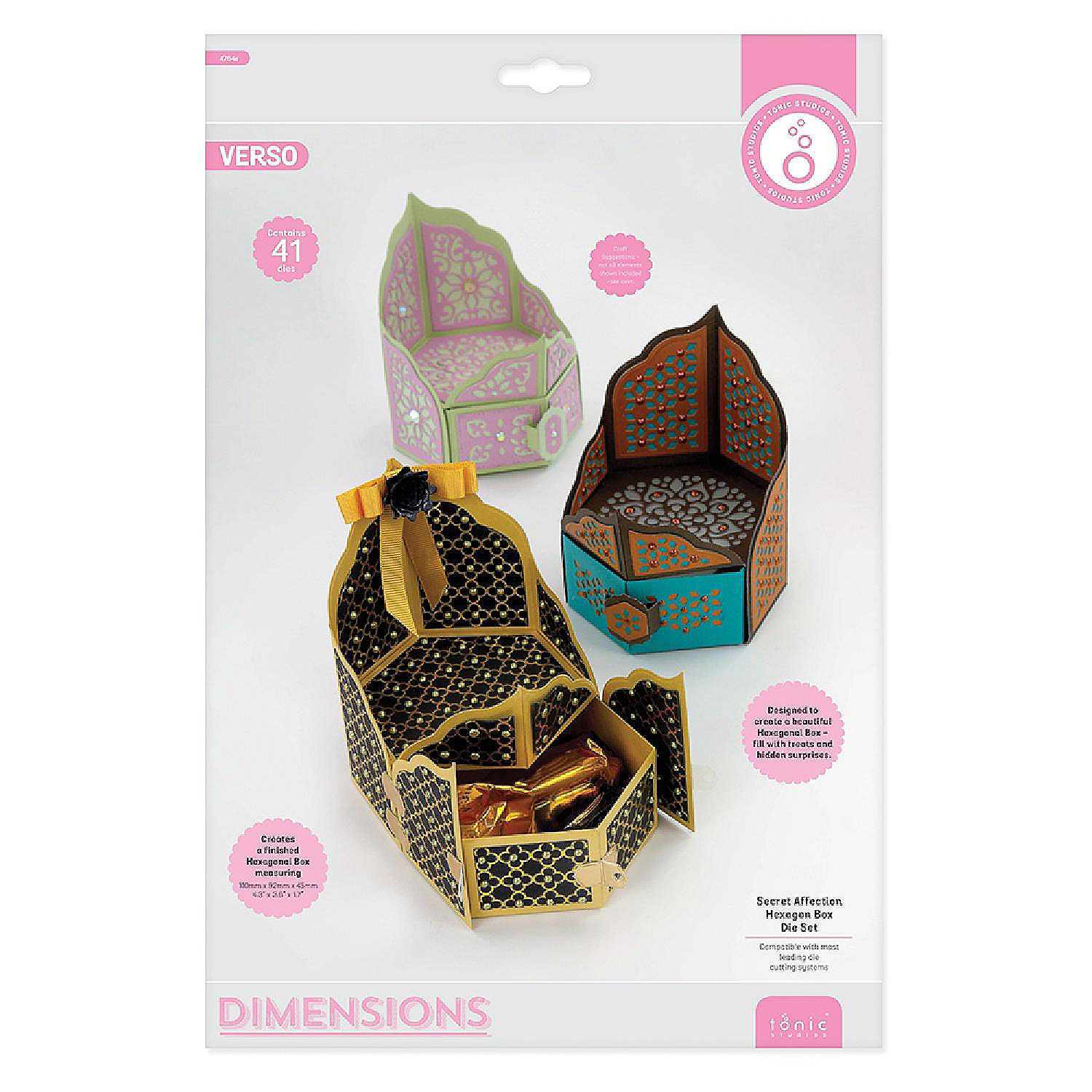 Tonic Studios Die Set-Secret Affection Hexagon Box | Oriental Trading