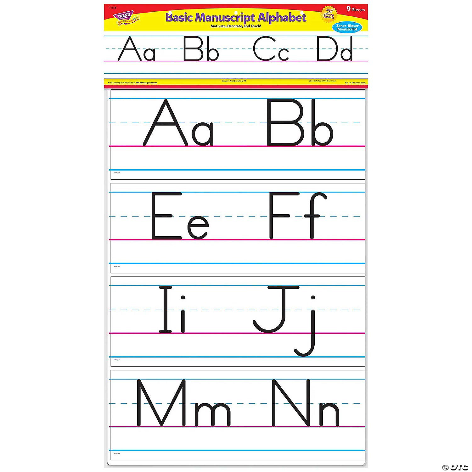 TREND Basic Alphabet Zaner-Bloser Manuscript Bulletin Board Set