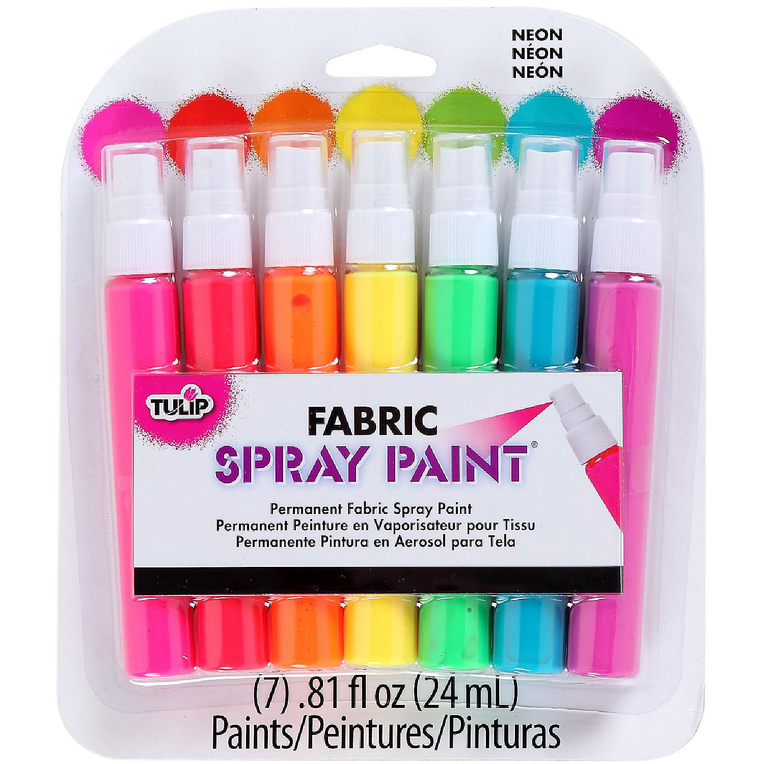 Tulip Fabric Spray Paint Mini Pack .81oz 7/Pkg-Neon | Oriental Trading