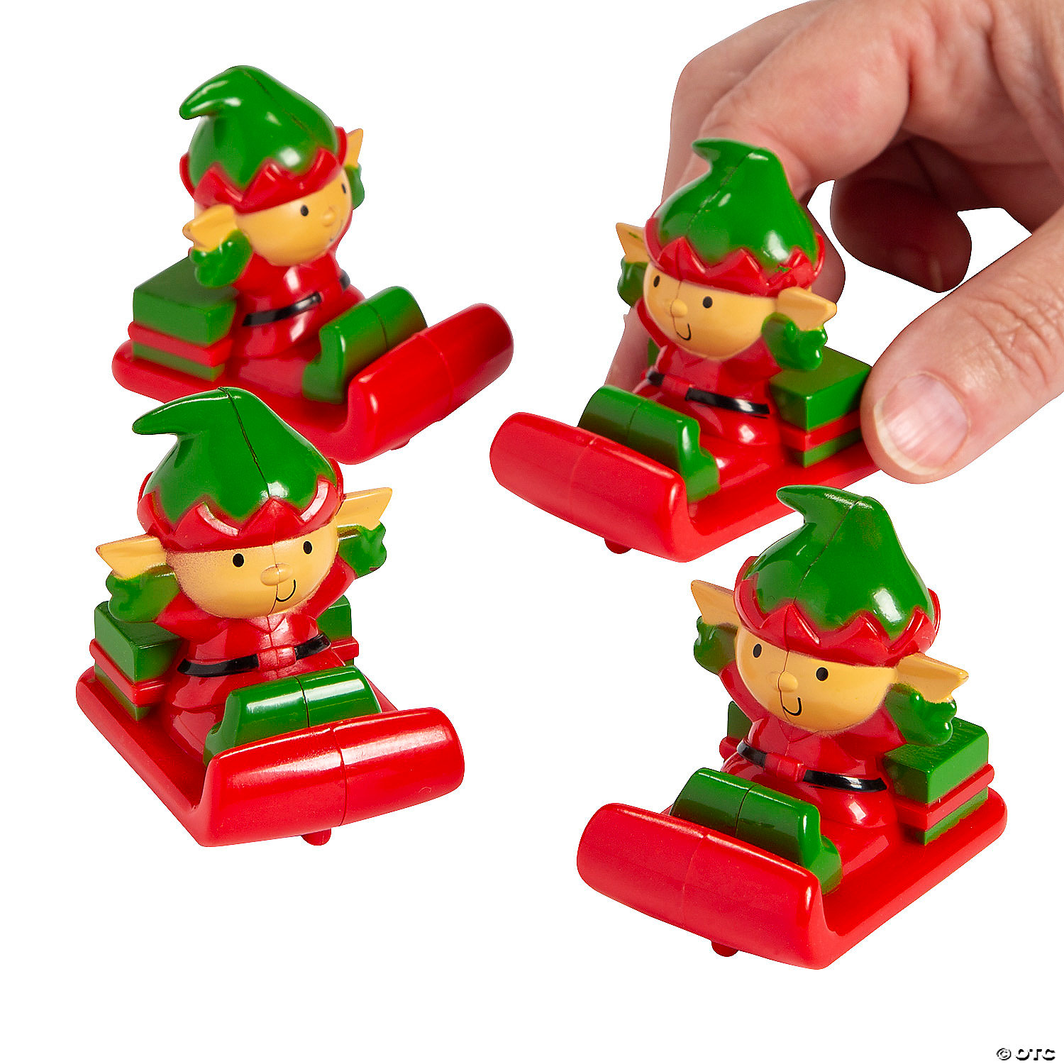 Value PDQ Whimsical Christmas Elf Pull-Back Sleighs