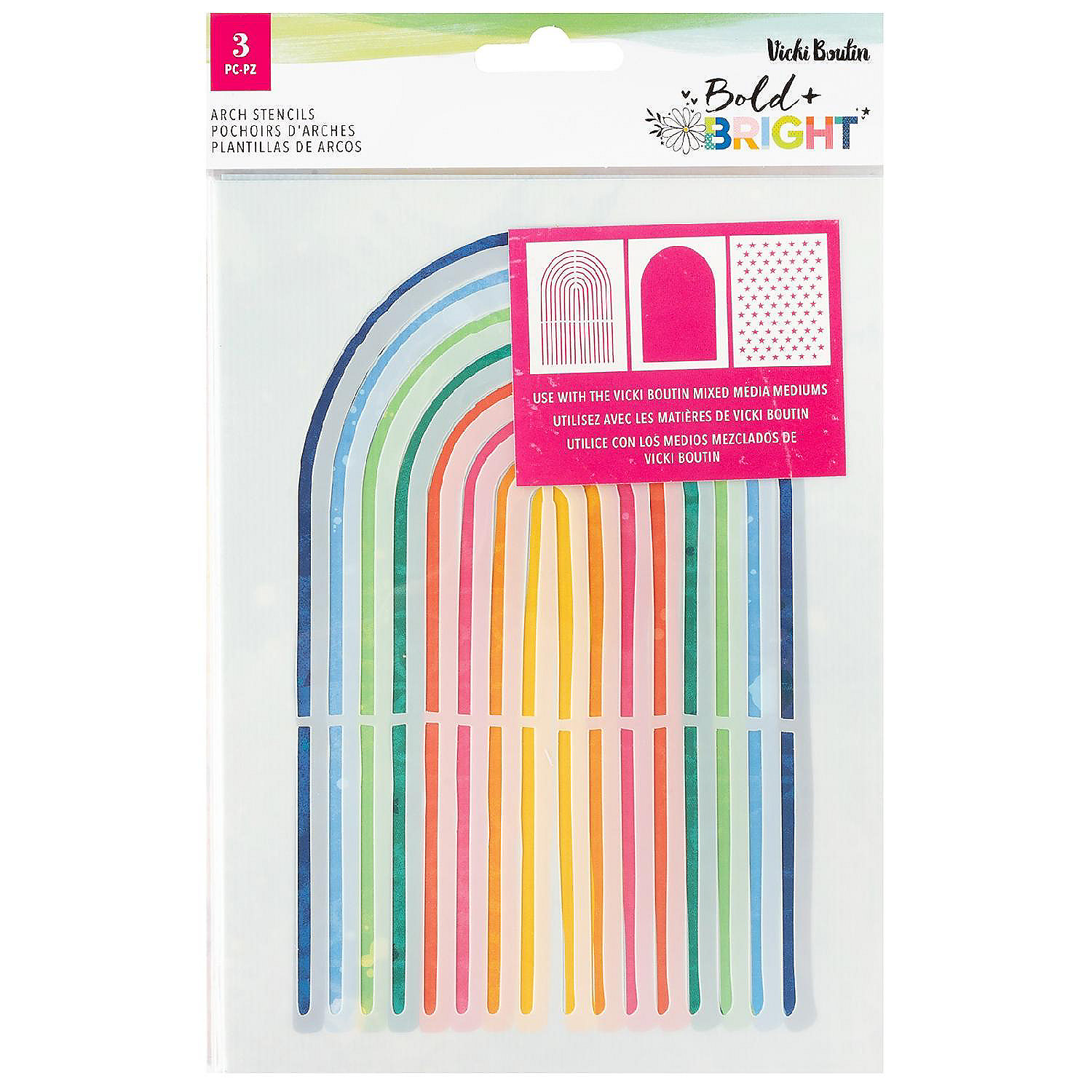 Vicki Boutin Bold And Bright Stencil Pack 3/Pkg-Arches | Oriental Trading
