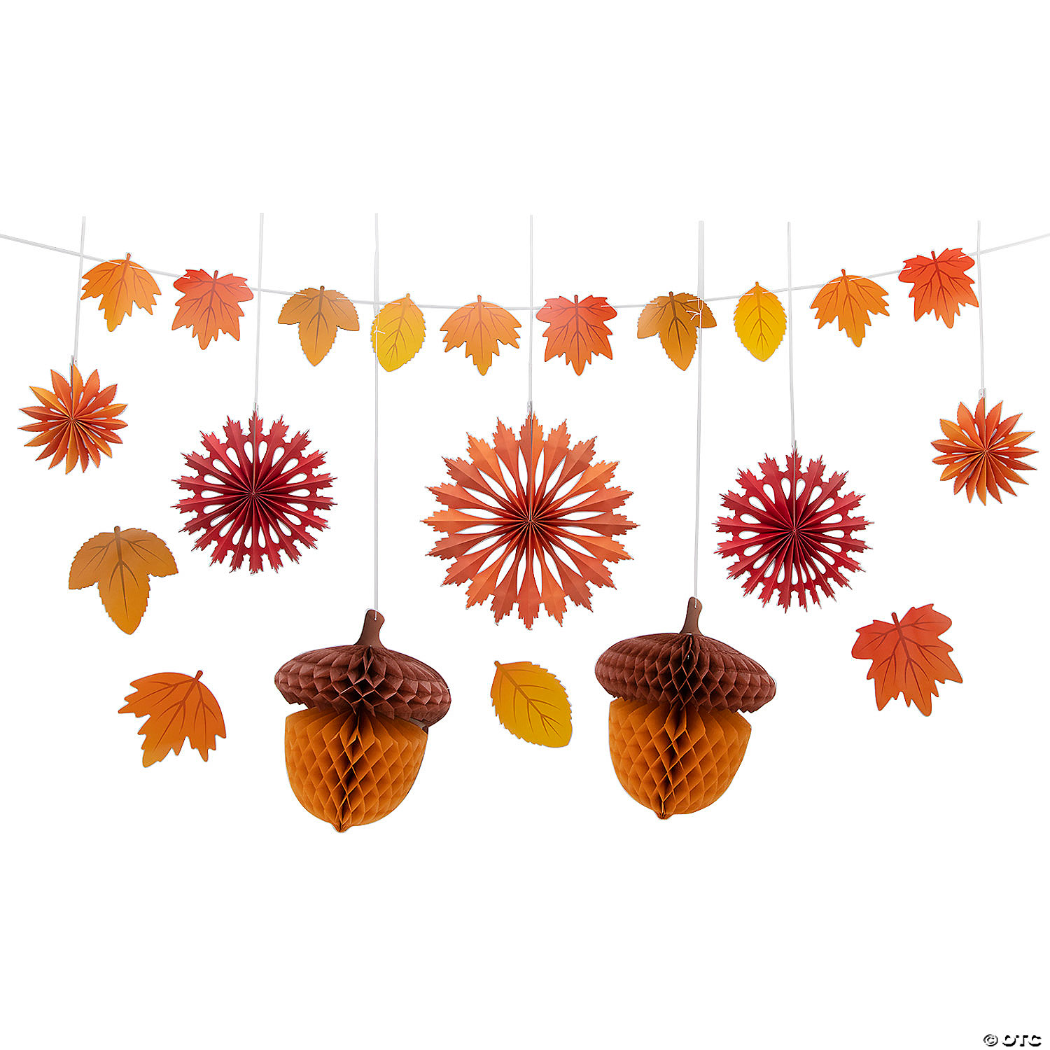 Warm Color Fall Leaf Hanging Decorations Kit – 12 Pc. | Oriental Trading