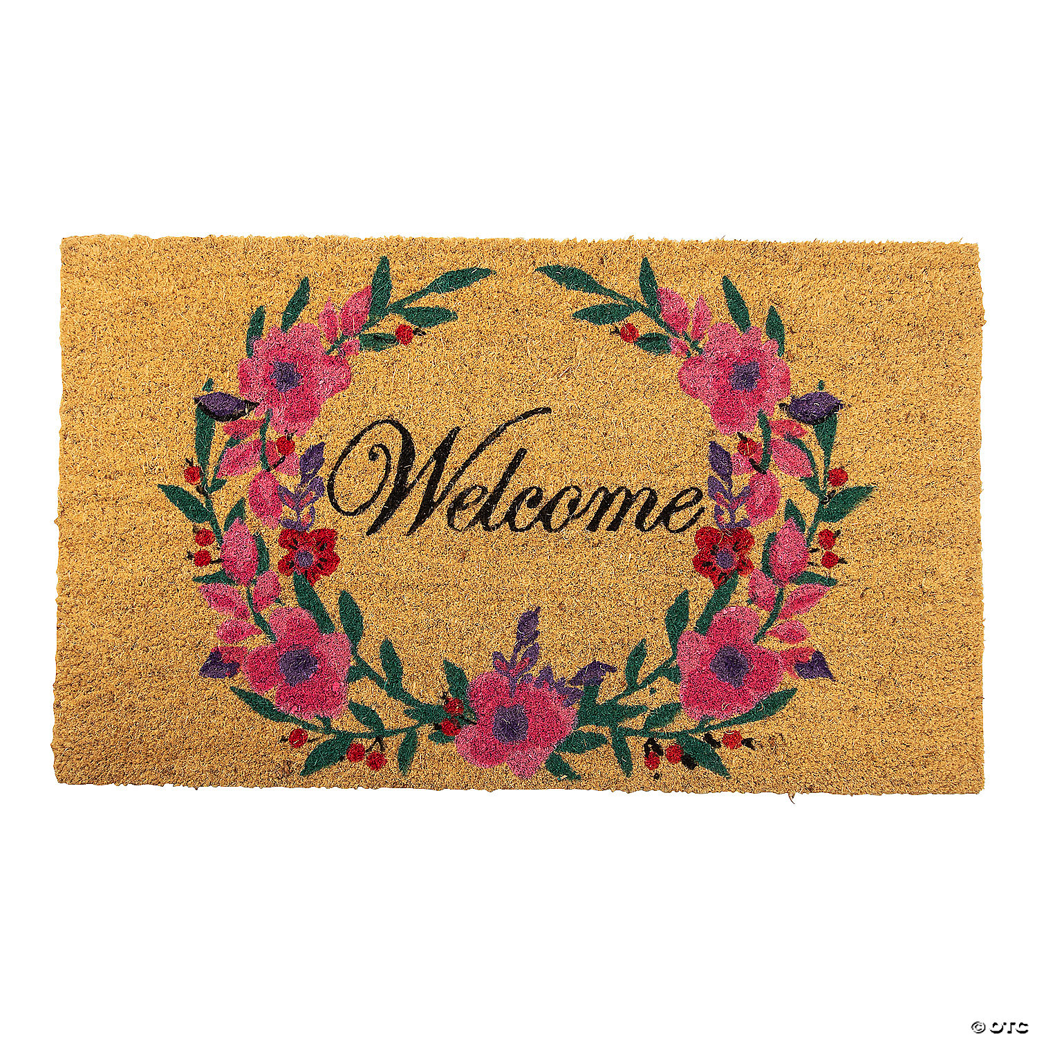 Welcome Floral Coir Mat | Oriental Trading