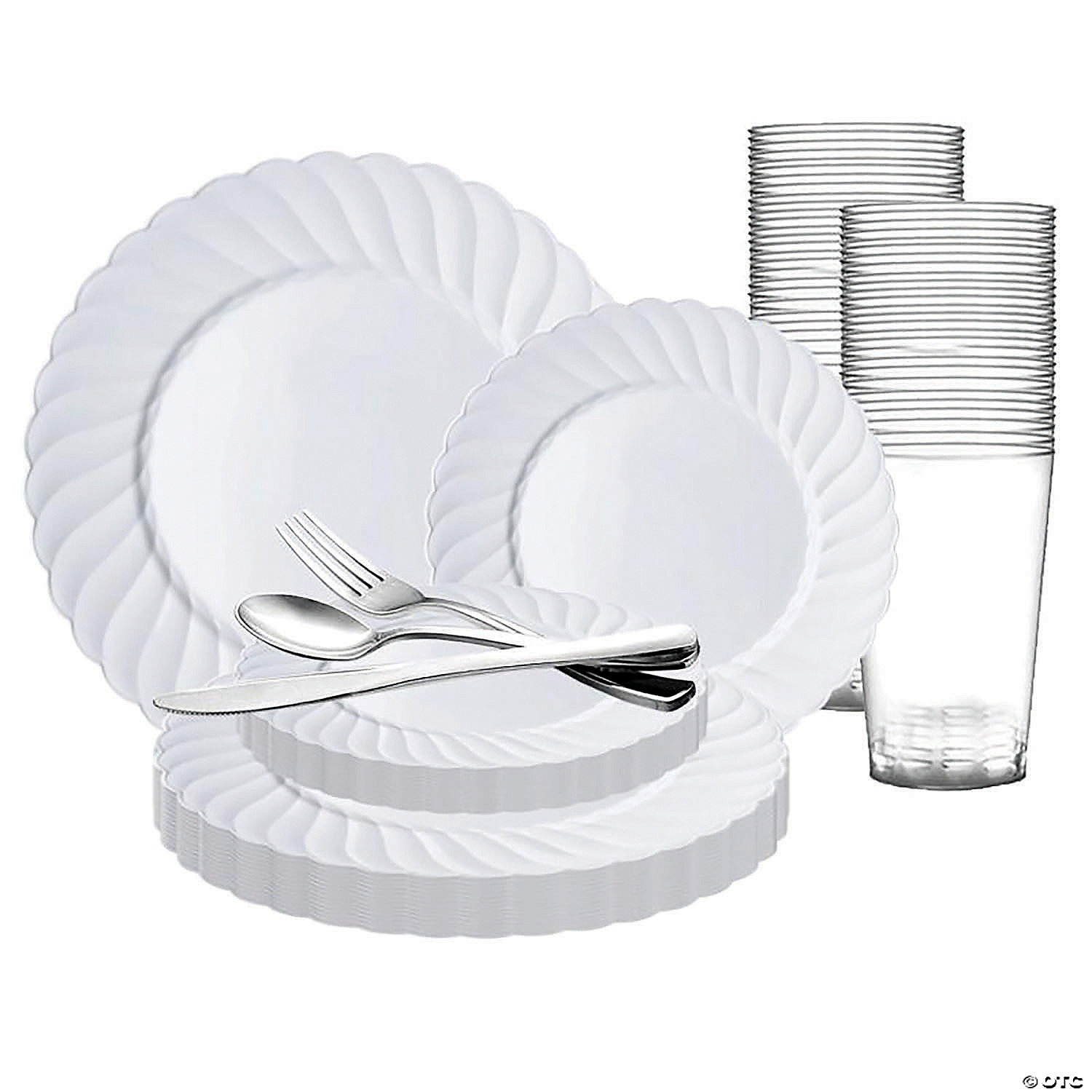 White Flair Plastic Dinnerware Value Set (36 Settings)