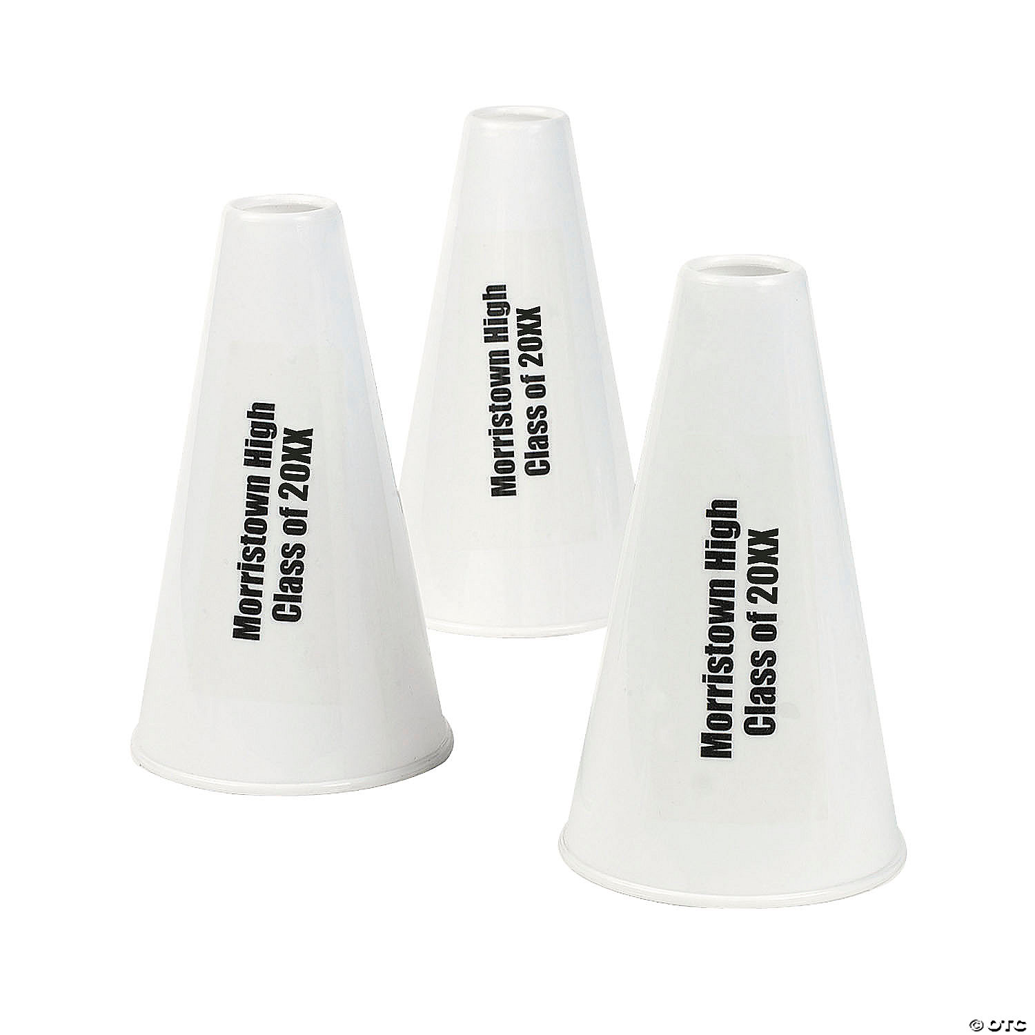 White Personalized Megaphones - 12 Pc.