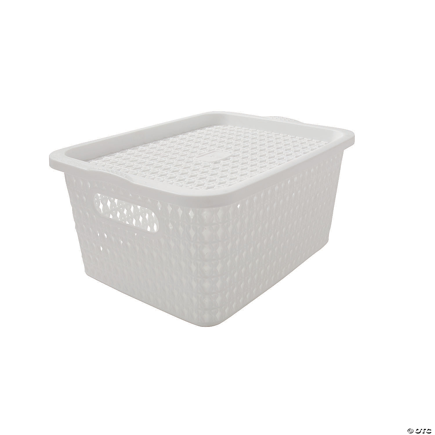 White Rectangle Woven Storage Baskets with Lid- 4 Pc. - Discontinued