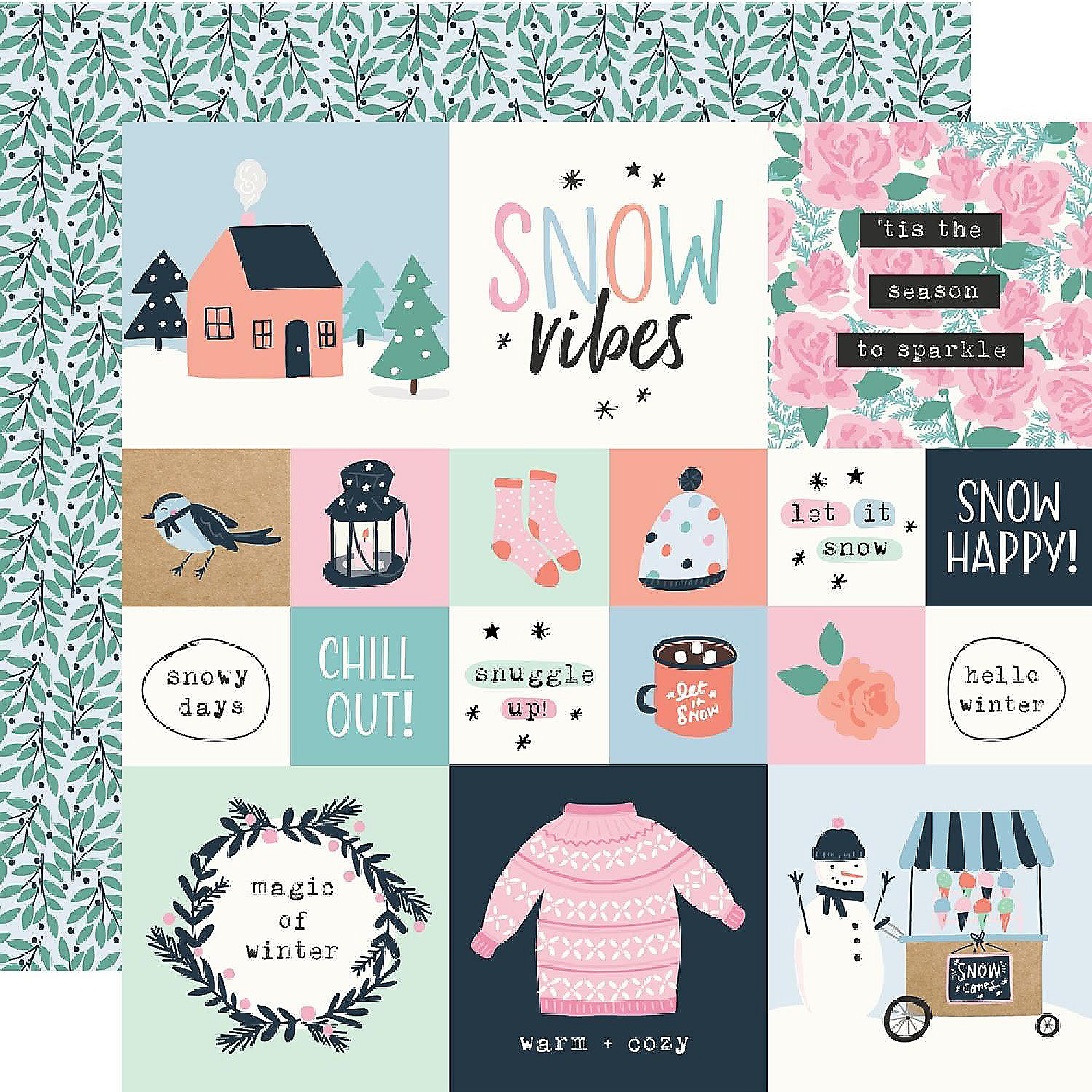 Winter Wonder Double-Sided Cardstock 12"X12"-2X2/4X4 Elements ...