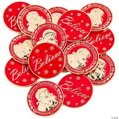 1 1/4" Bulk 144 Pc. Red Santa Believe Metal Coins