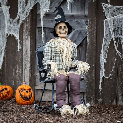 29 1/4" x 47 1/4" Animated Scarecrow on Rocking Chair Halloween ...