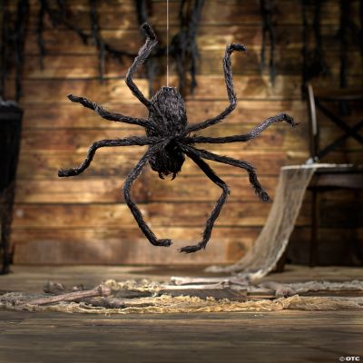 31 1/2" x 8 1/4" Hanging Hairy Black Spider Animated Prop Halloween ...