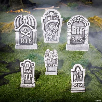 Grim Reaper RIP Foam Tombstone Halloween Decorations Set – 6 Pc ...