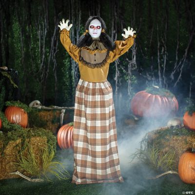 5 Ft. Standing Creepy Woman Plastic Pop-Up Halloween Decoration ...