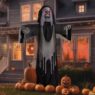12 Ft. Standing Body Turning Grim Reaper Halloween Decoration ...