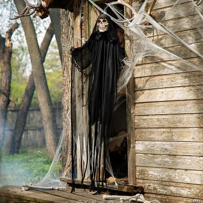 6 Ft. 2 3/4" Hanging Chained Grim Reaper Animated Prop Halloween ...
