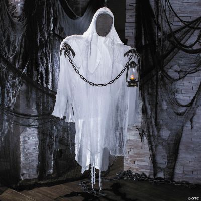 5 Ft. Hanging Faceless Ghost with Lantern & Chain Halloween Decoration ...