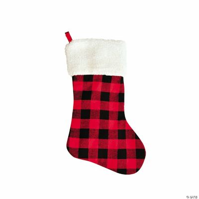 17" Merry Match Red & Black Checkered Christmas Stocking