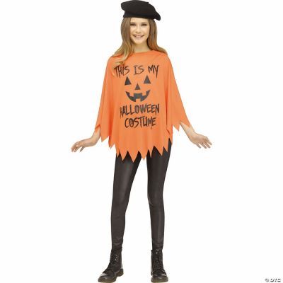 Kids Black & Orange Pumpkin Poncho Costume - One Size | Oriental Trading