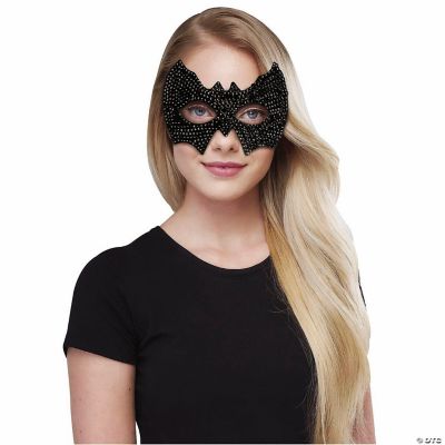 Adults Black Diamond Bat Eye Mask with Rhinestones Costume Accessory ...