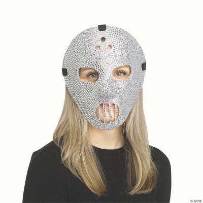 Adults Silver Rhinestone Bling Hockey Full Mask - One Size | Oriental ...