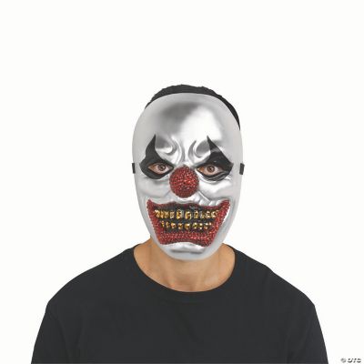 Adults Silver with Red & Gold Rhinestone Bling Big Top Clown Full Mask ...