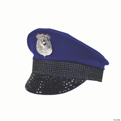 Adults Blue Police Hat with Rhinestones Costume Accessory | Oriental ...