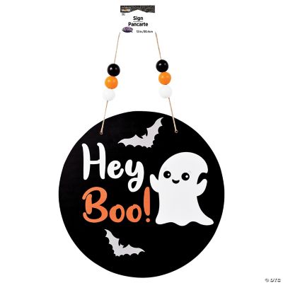 12" Wooden Round Boo Sign Halloween Décor