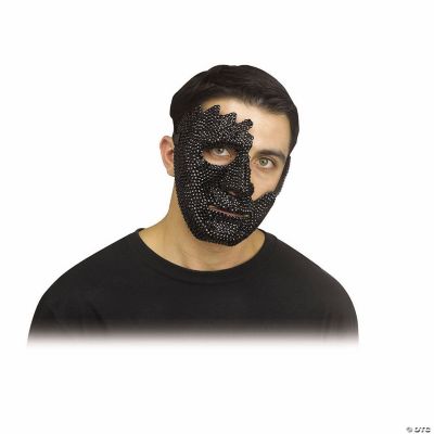 Adults Halloween Black Rhinestone Bling Cracked Half Mask
