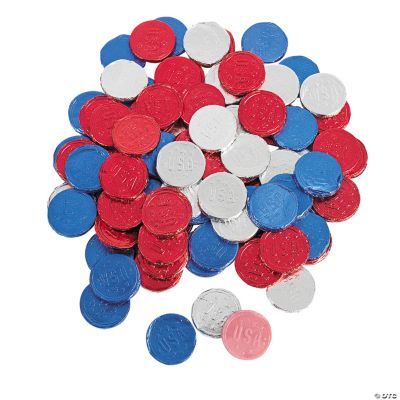 Foil-Wrapped Patriotic Bubble Gum Coins - Discontinued