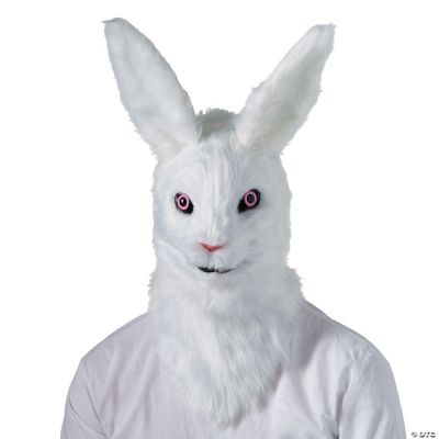 Adults White Rabbit Moving Mouth Overhead Mask - One Size | Oriental ...