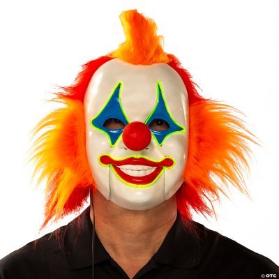 Moving Mouth Orange Red LED Clown Mask Costume Accessory | Oriental Trading