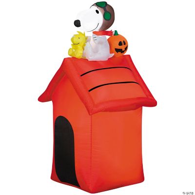 42" Airblown® Inflatable Peanuts® Halloween Snoopy Flying Ace Doghouse ...