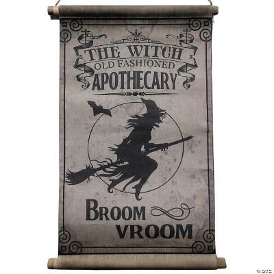 26" Broom Vroom Canvas Hanging Sign Halloween Decoration | Oriental Trading