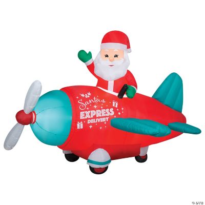 61" Airblown® Animated Santa in Vintage Airplane Inflatable Christmas ...