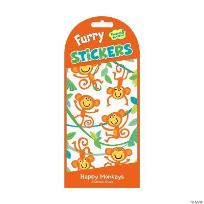 Happy Monkeys Furry Stickers: Pack of 12 - Discontinued