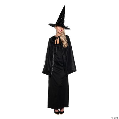 Adults Black Witch Cape & Hat Costume Set OS | Oriental Trading