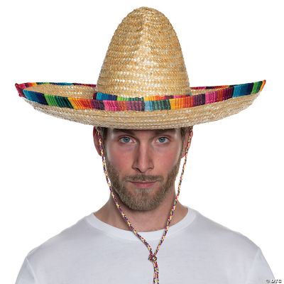 20" Adults Straw Sombrero with Multicolor Serape Trim | Oriental Trading